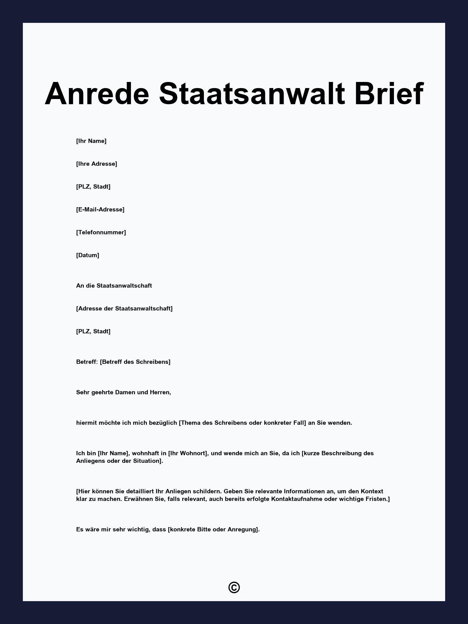 Anrede Staatsanwalt Brief